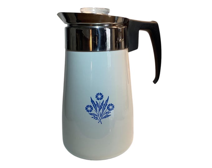Vintage Corning Ware 9 Cup Stovetop Percolator Coffee Maker Blue ...