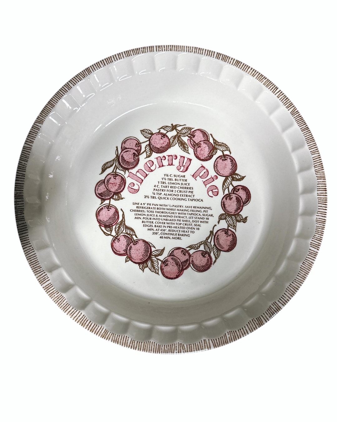 Beautiful Vintage Cherry Pie Recipe Baking Dish Jeannette Made in the ...