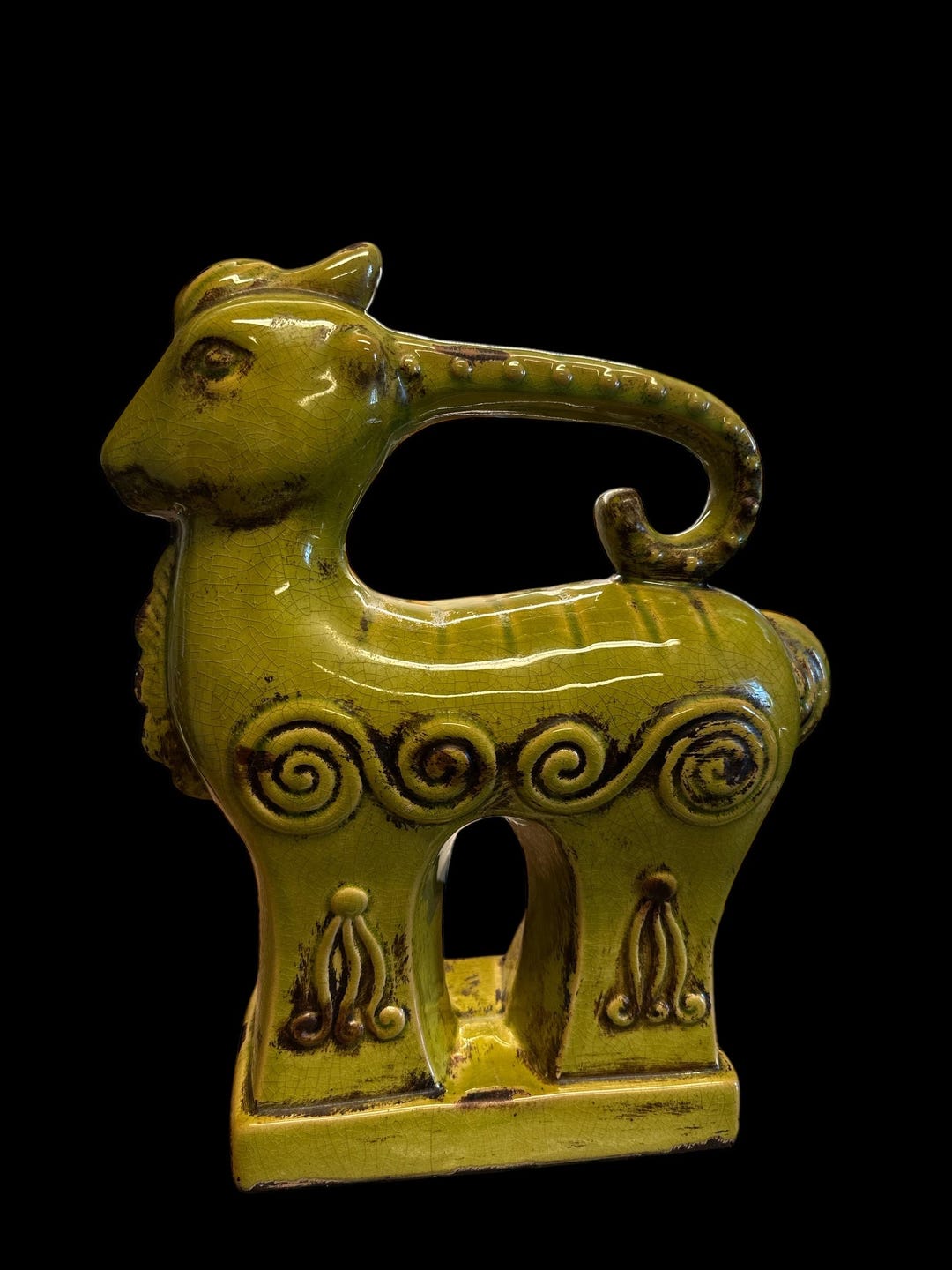 Vintage Large Ceramic Porcelain Ram Statue Chartreuse Green - Etsy