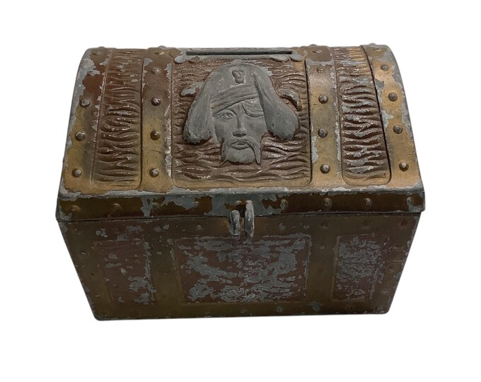 Vintage Metal Pirate Treasure Chest Bank by E.J. Kahn Company of ...