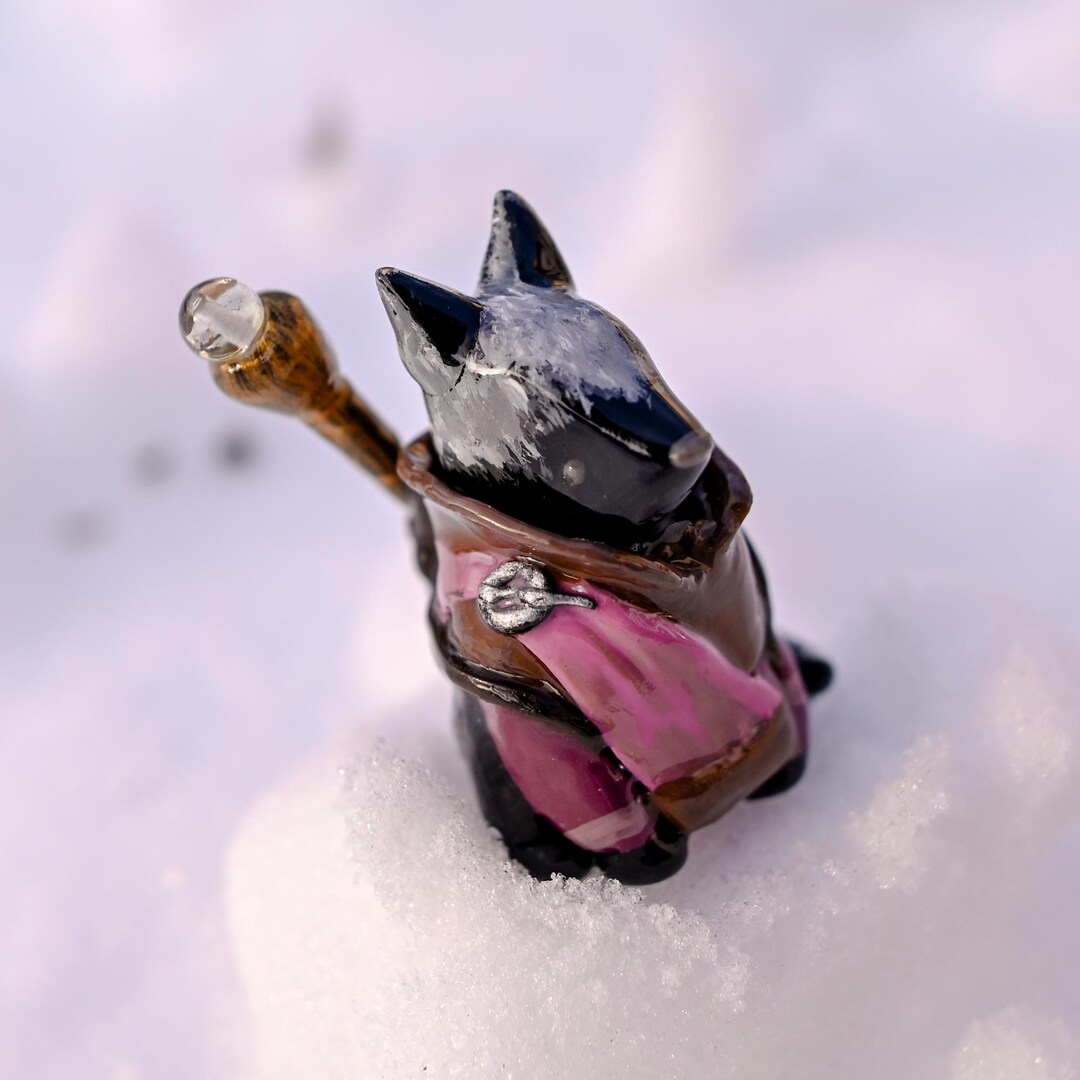 Mage Fox, Fantasy Fox, Handmade Fox, Fox Figurine, Magic Staff Fox, Fox ...