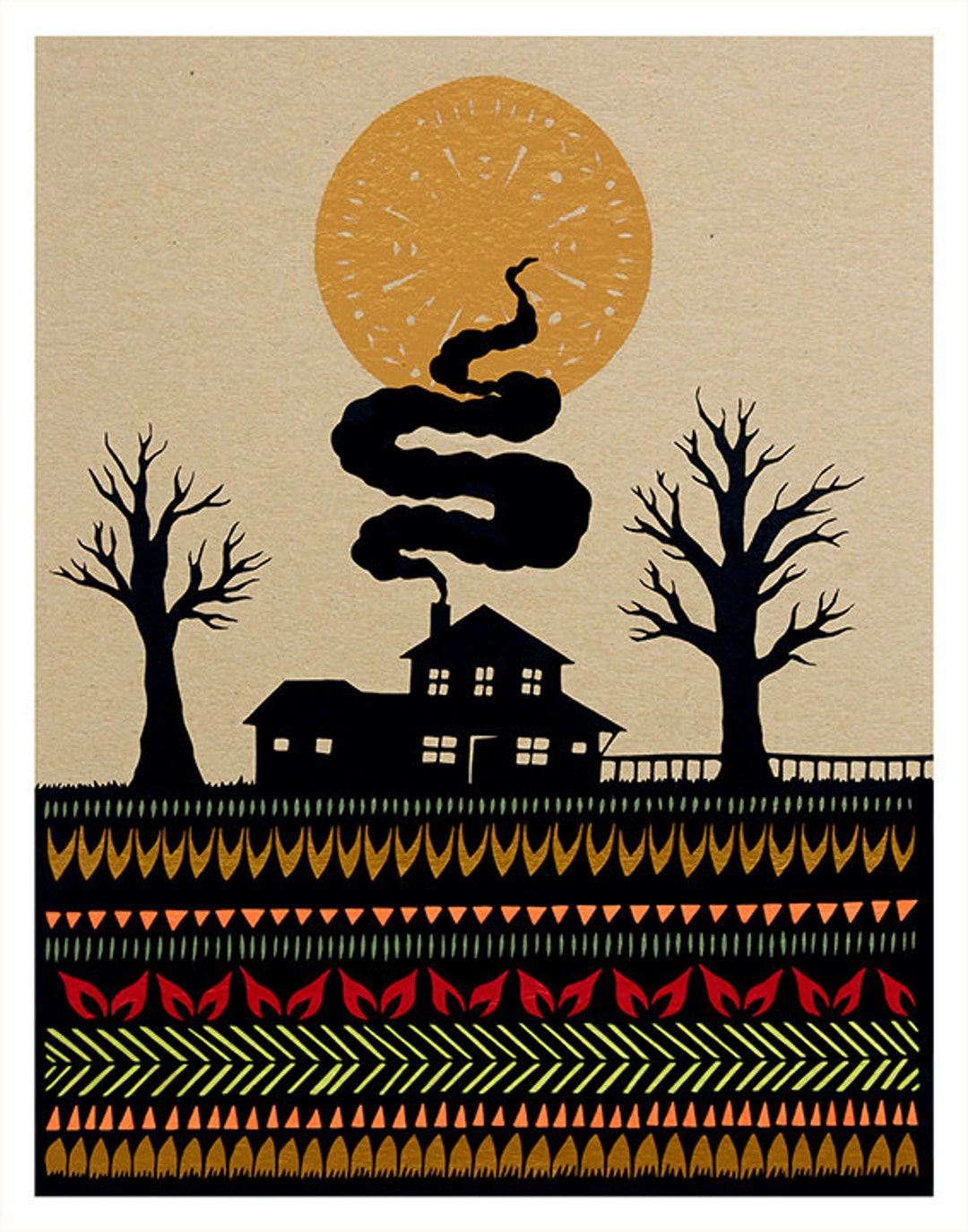 Smoke of Autumn 11 X 14 Inch Cut Paper Art Print - Etsy