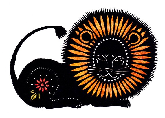Lying Lion 11 X 14 Inch Cut Paper Art Print - Etsy
