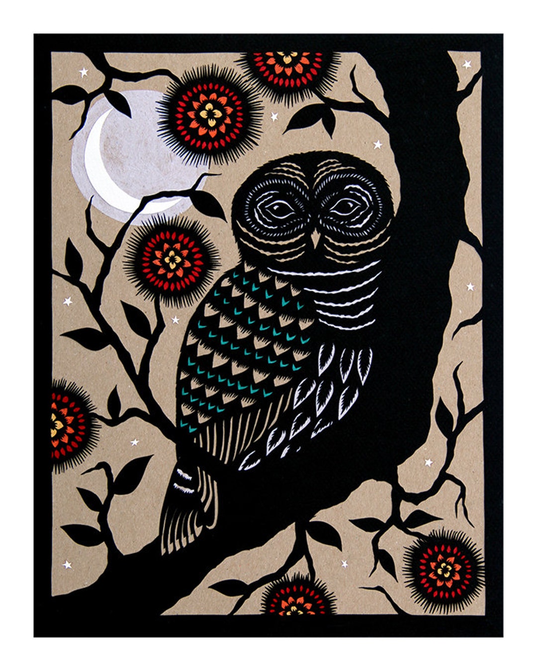 Barred Owl - Cut Paper Art Print - Etsy