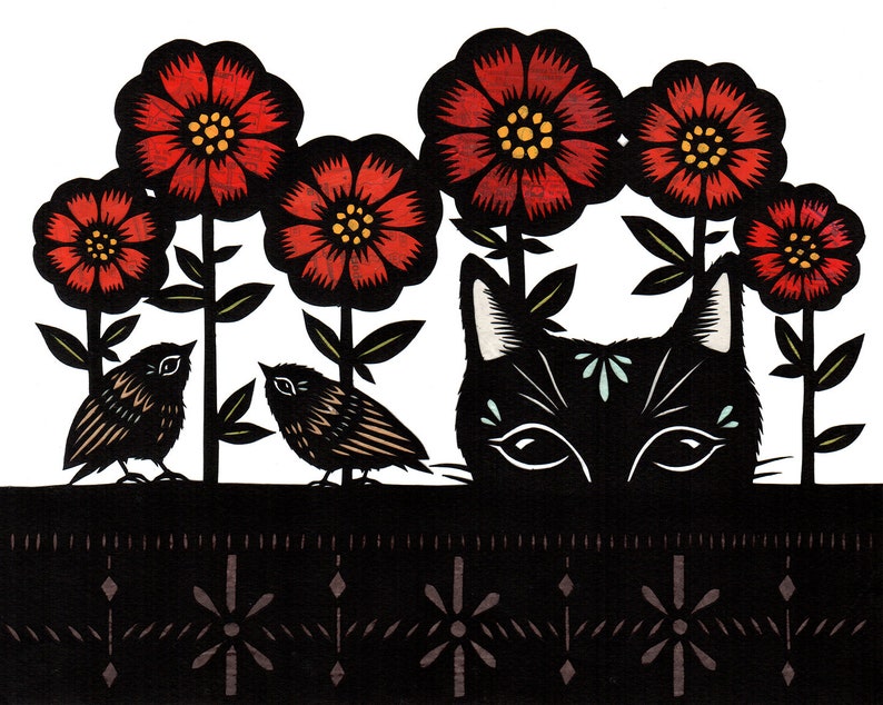 Peeping Tom-cat 8 X 10 Inch Cut Paper Art Print - Etsy