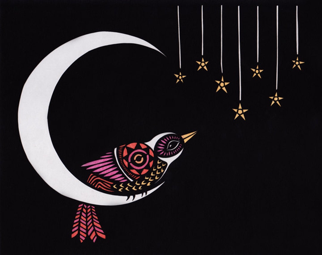 Moon Dweller - Cut Paper Art Print - Etsy