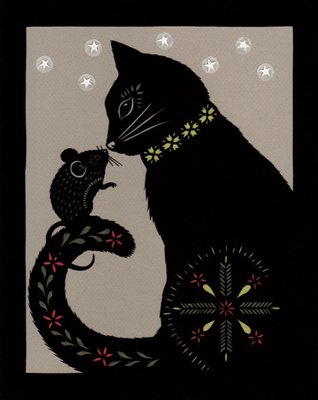 Cat & Mouse in Partnership - 8 X 10 Inch Cut Paper Art Print - Etsy