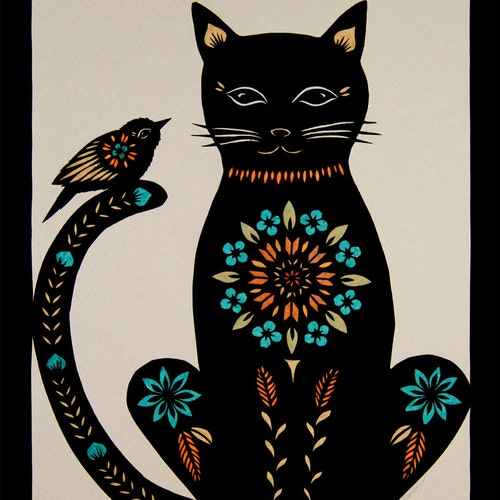Cat Tale 8 X 10 Inch Cut Paper Art Print - Etsy