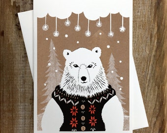 Winter Owl Greeting Card Blank Inside Holiday Christmas | Etsy