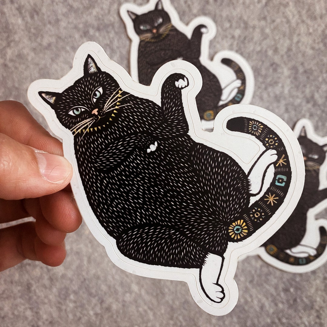 Lazy Cat Glossy Vinyl Sticker - Etsy