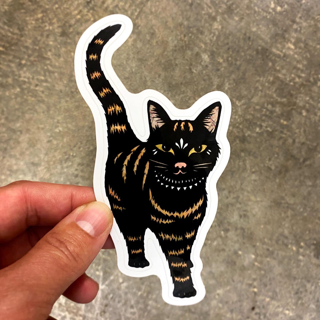 Lady Cat Glossy Vinyl Sticker - Etsy