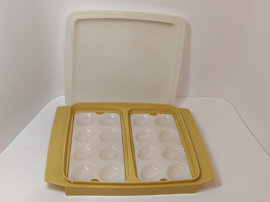 Vintage Tupperware Egg Container, 4 Piece Set, Harvest Yellow Gold, 2 ...