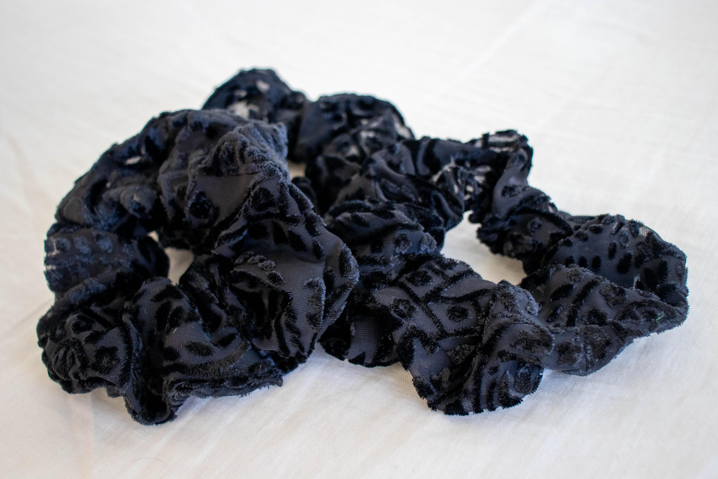 Jumbo Black Lace Scrunchie, Thrifted Twist, Handmade Vintage Scrunchies ...