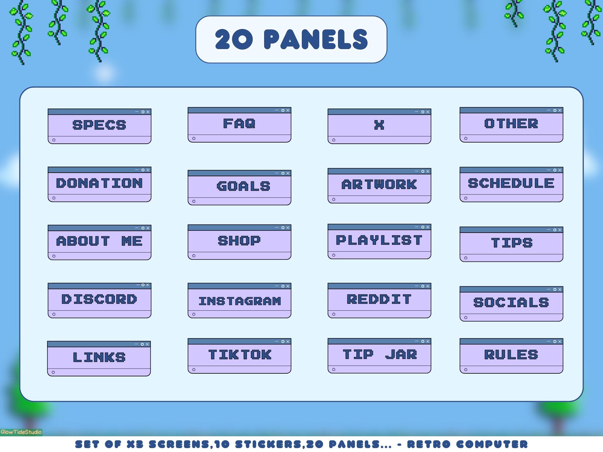 Retro Pixel Computer Overlay Pack | Streamlabs Blue Nostalgic Twitch ...