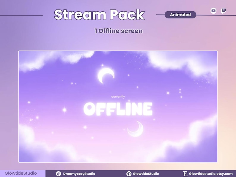 Cozy Moonlight Stream Overlay Pack – Animated Twitch Screens, Overlays ...