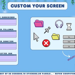 Retro Pixel Computer Overlay Pack | Streamlabs Blue Nostalgic Twitch ...