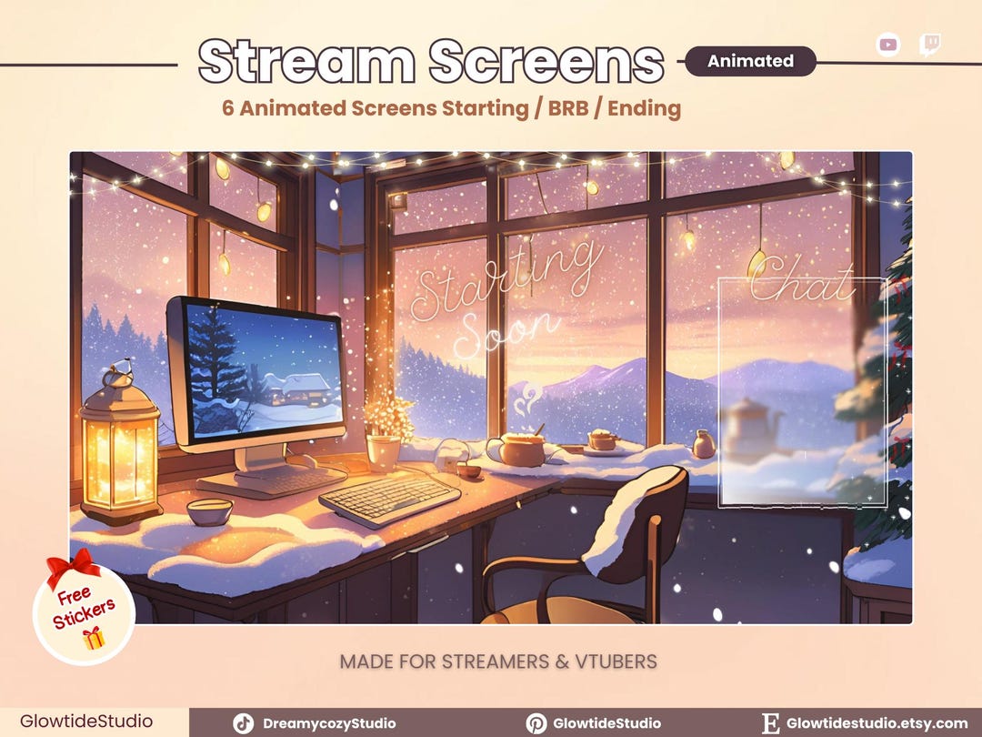 Cozy Winter Stream Screens – 6 Animated Starting / BRB / Ending ...