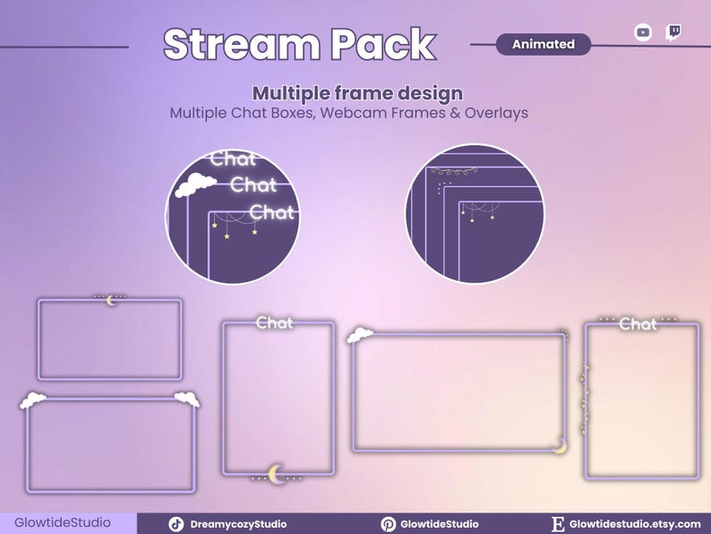 Cozy Moonlight Stream Overlay Pack – Animated Twitch Screens, Overlays ...