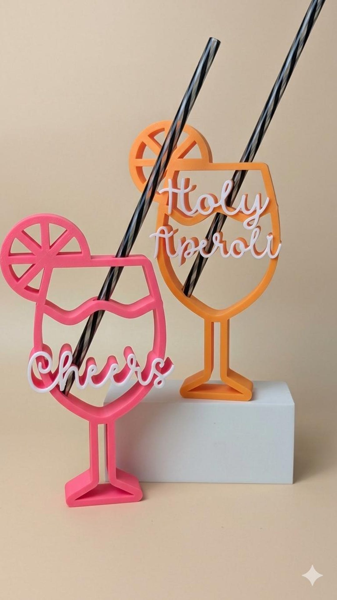 Aperol Glas Strohhalm Deko | Cheers Drink Zubehör | 3D Druck Cocktail ...