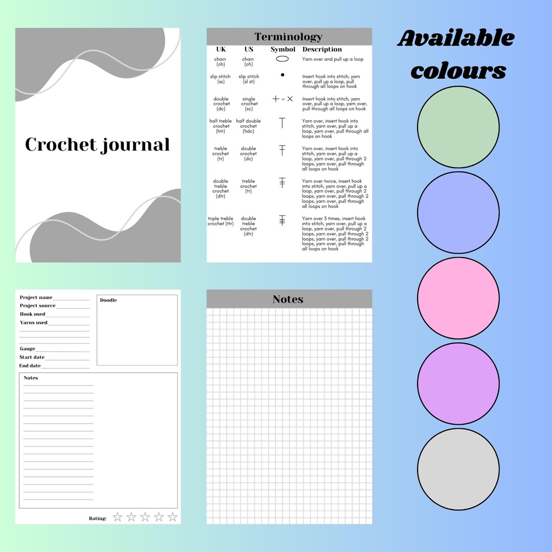 Crochet Project Tracker Pdf/multicolour Digital Planner Journal for ...