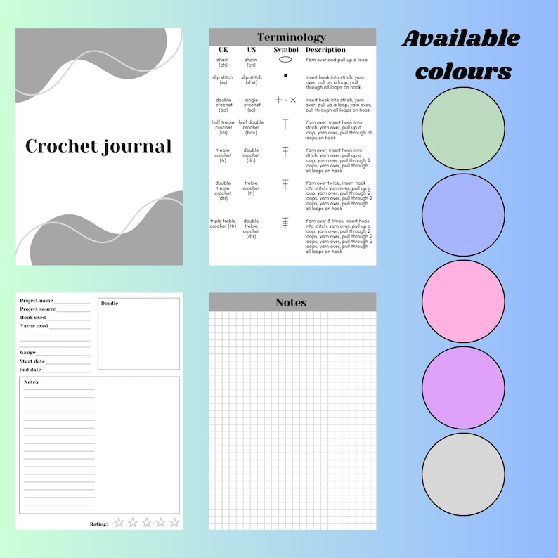 Crochet Project Tracker Pdf/multicolour Digital Planner Journal for ...
