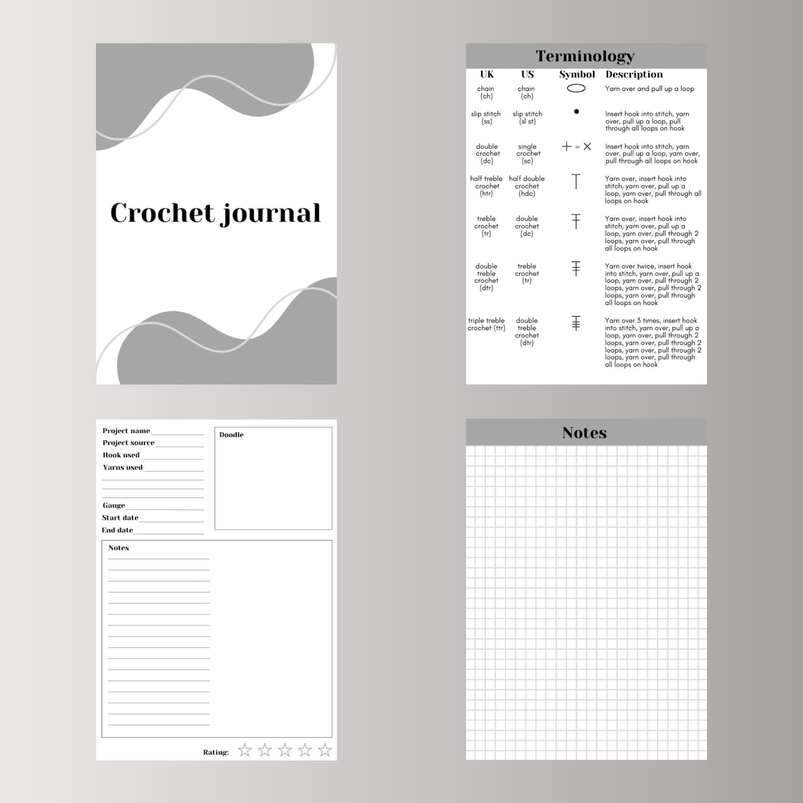 Crochet Project Tracker Pdf/multicolour Digital Planner Journal for ...