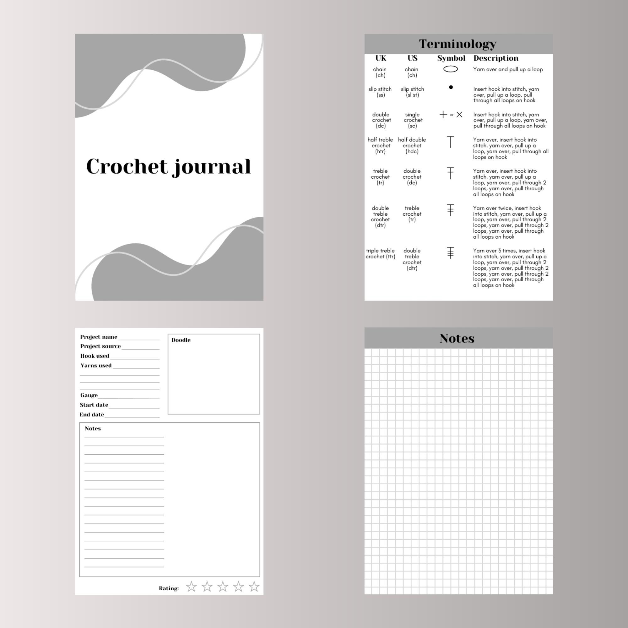 Crochet Project Tracker Pdf/multicolour Digital Planner Journal for ...