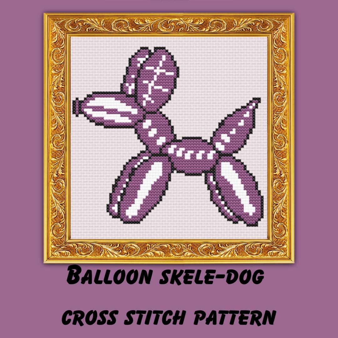 Balloon Skele-dog Cross Stitch Pattern - Pdf Downloadable Balloon Dog ...
