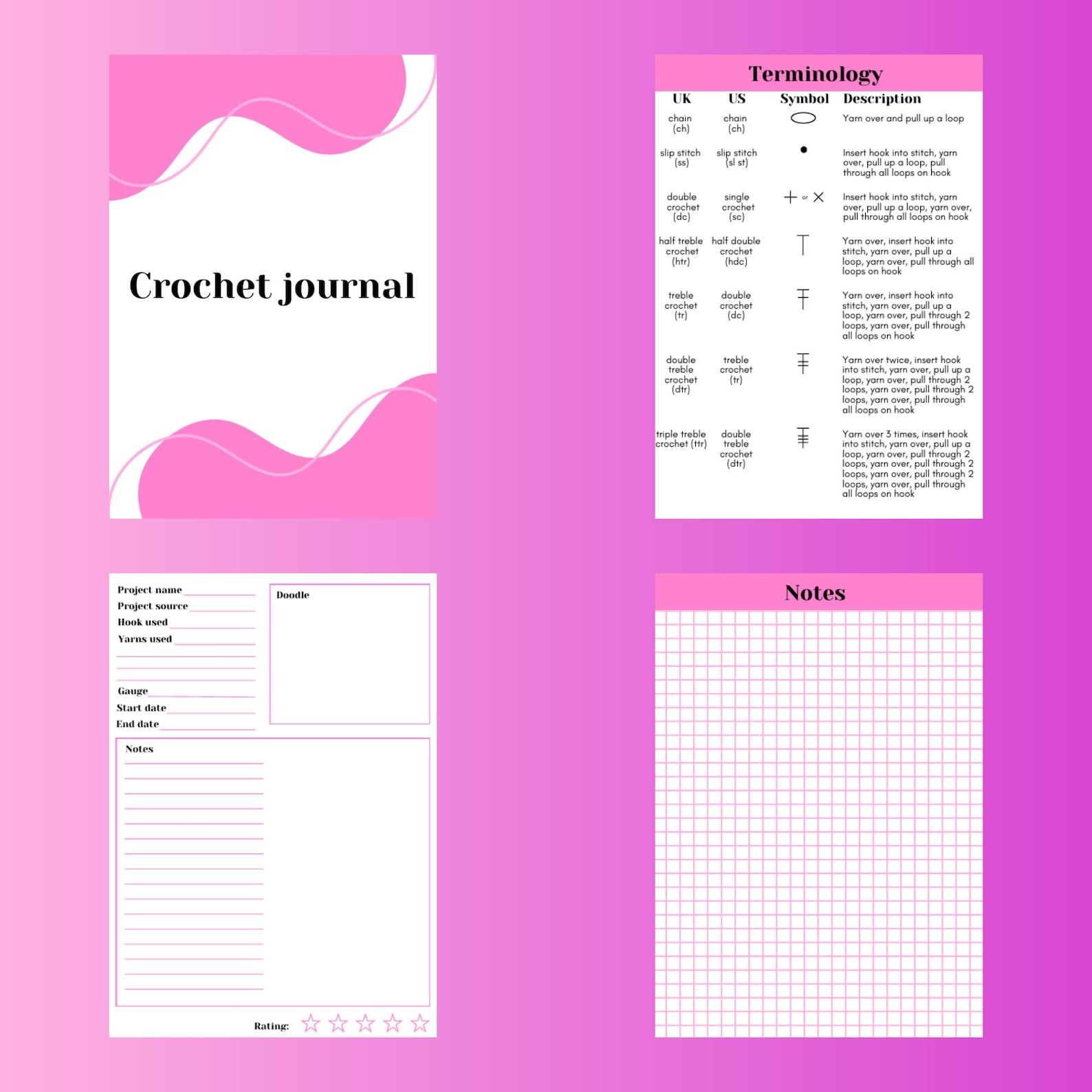 Crochet Project Tracker Pdf/multicolour Digital Planner Journal for ...