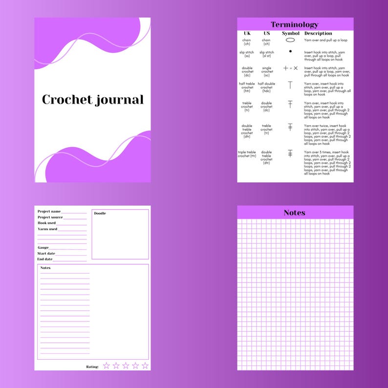 Crochet Project Tracker Pdf/multicolour Digital Planner Journal for ...