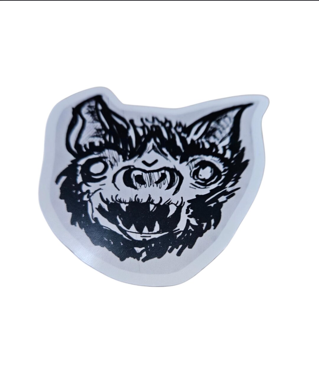 Hand Drawn Bat Face Sticker - Lyra B Art - Etsy
