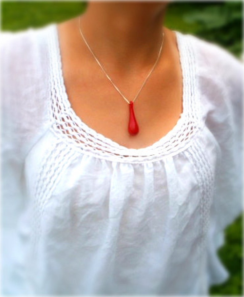 Menarche Blood Droplet Necklace Handblown Glass Pendant Menstrual ...