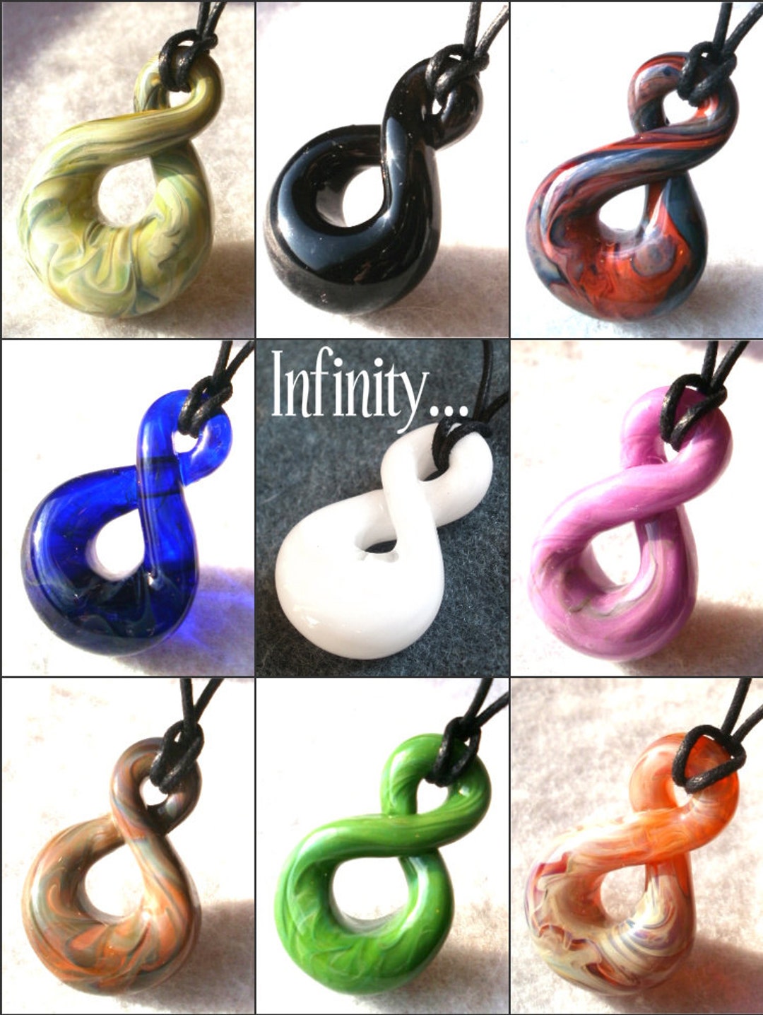 Infinity Symbol Handblown Glass Custom Colors Necklace Pendant - Etsy