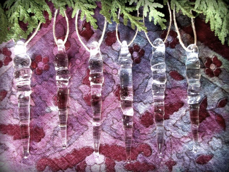 Blown Glass Icicle Handmade Winter Holiday Ornament - Single or Bundle ...