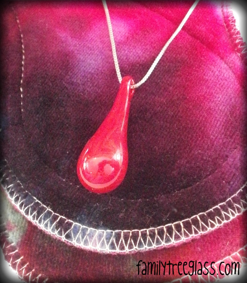 Menarche Blood Droplet Necklace Handblown Glass Pendant Menstrual ...