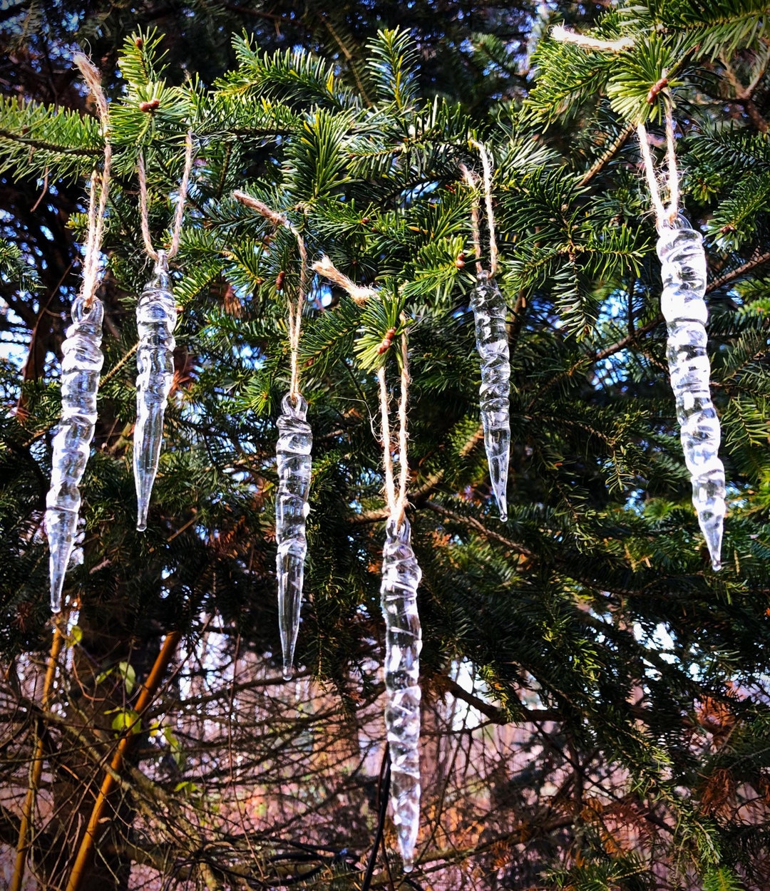 Blown Glass Icicles Handmade Holiday Winter Ornaments - Single, Sets of ...