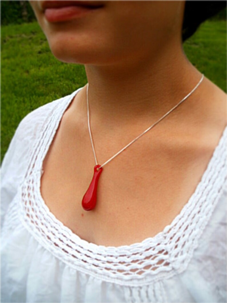 Menarche Blood Droplet Necklace Handblown Glass Pendant Menstrual ...
