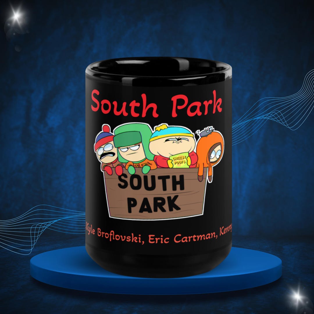 South Park Black Mug 15oz With Stan, Kyle, Cartman and Kenny - the ...