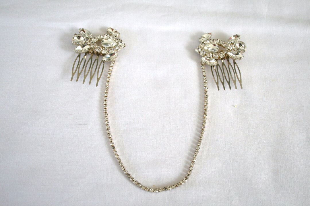 Art Deco Bridal Headpiece Wedding Rhinestone Draped Forehead - Etsy
