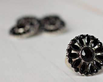 Black rhinestone buttons | Etsy