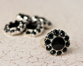 Black rhinestone buttons | Etsy