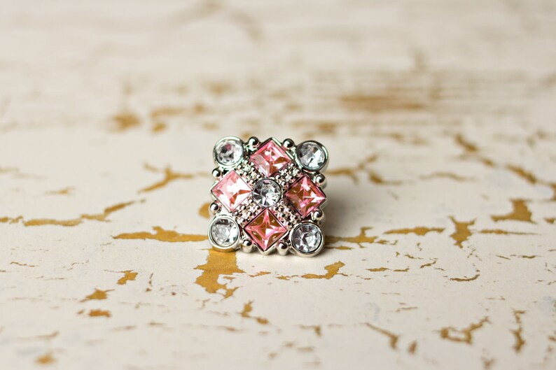 Plastic Rhinestone Buttons - 5 Pink / Clear Square Buttons - Diane ...