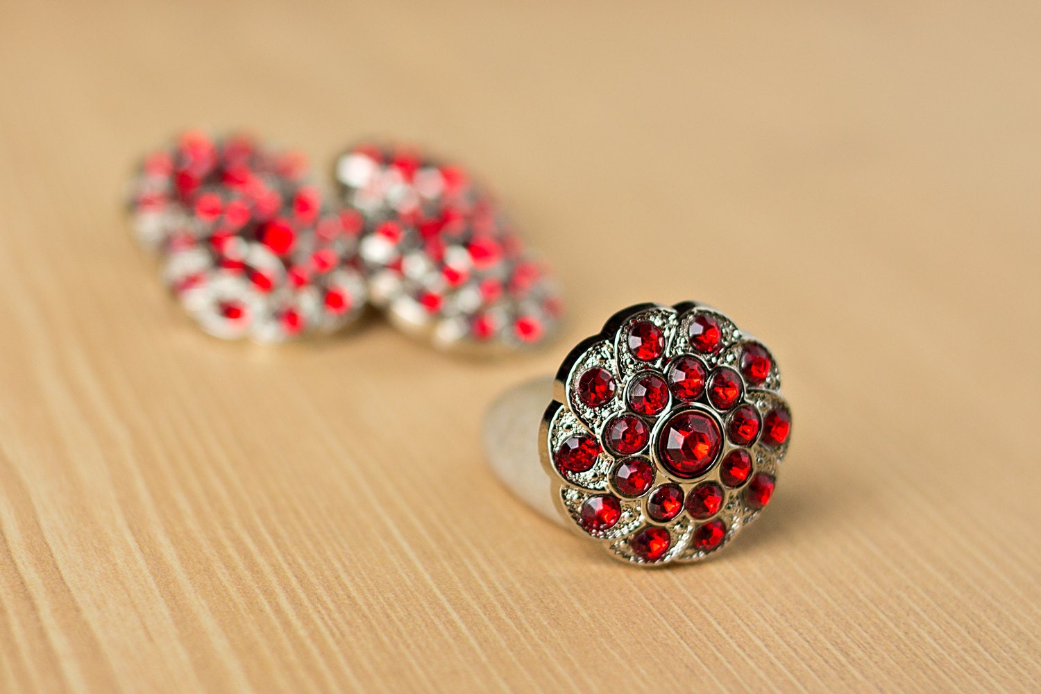 Red Rhinestone Buttons 5 Acrylic Buttons Shelley Button - Etsy