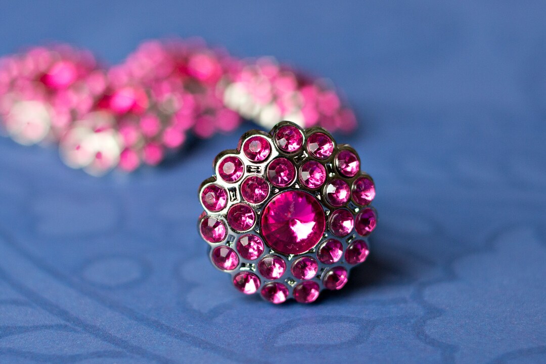 Rhinestone Buttons - 5 Hot Pink Buttons - Acrylic Buttons - Naomi ...