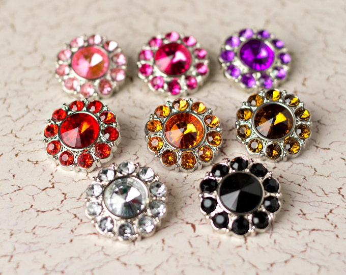 5 Red Rhinestone Buttons Emma Button 25mm Plastic Buttons Acrylic ...