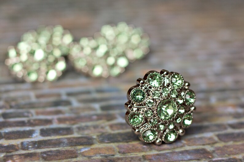 5 Spring Green Rhinestone Buttons Acrylic Rhinestone Buttons - Etsy