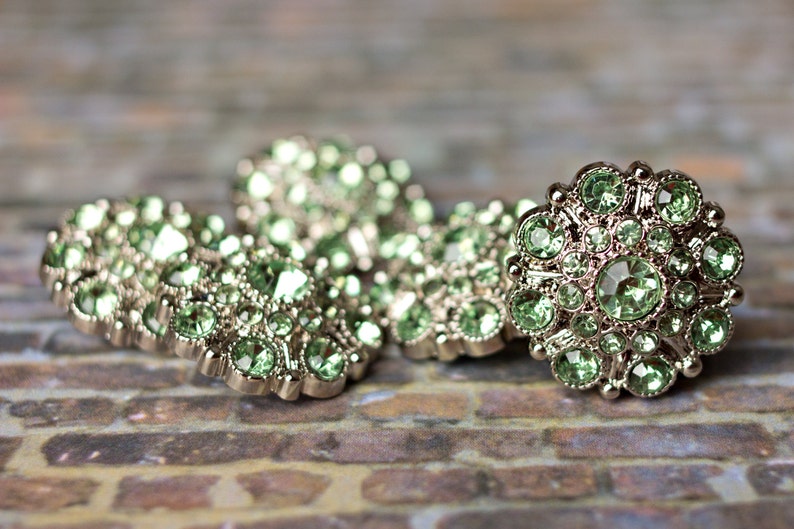 5 Spring Green Rhinestone Buttons Acrylic Rhinestone Buttons - Etsy