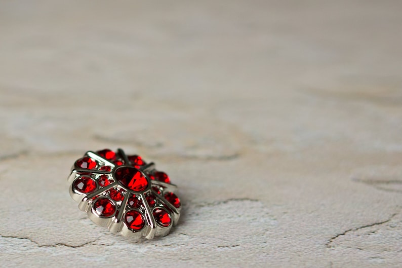 5 Red Rhinestone Buttons Emma Button 25mm Plastic | Etsy