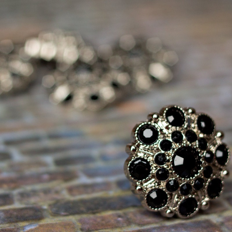 Black Rhinestone Buttons - Etsy