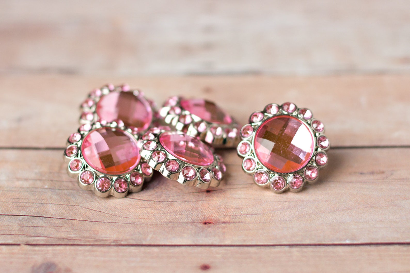 5 Rhinestone Buttons Light Pink Kayli Button 23mm | Etsy